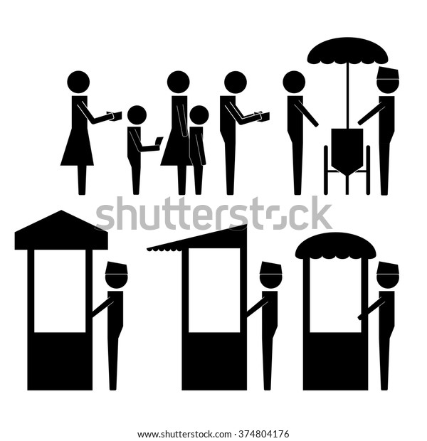 Queuing Waiting Line Buying Food Stall Stock Vector (Royalty Free ...