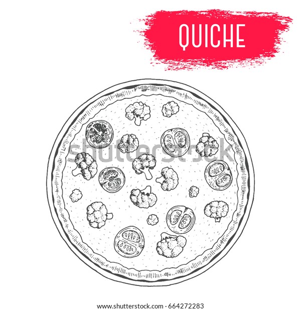 Quiche Hand Drawn Vector Illustration French Stock Vector (Royalty Free ...