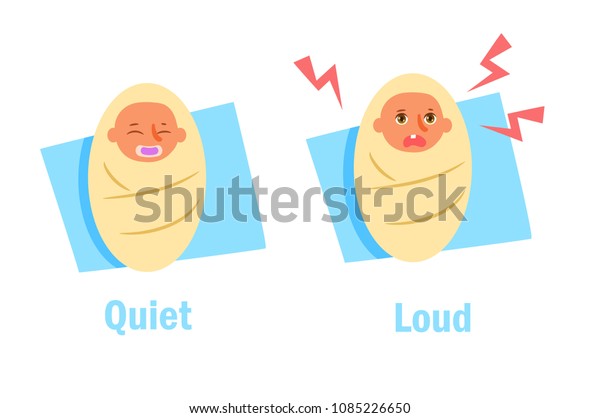 Quiet Loud Opposite Antonyms Vector. Cartoon. Isolated art on white ...