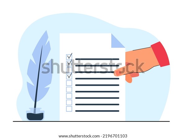 Quill Huge Human Hand Holding Sheet Stock Vector (Royalty Free ...