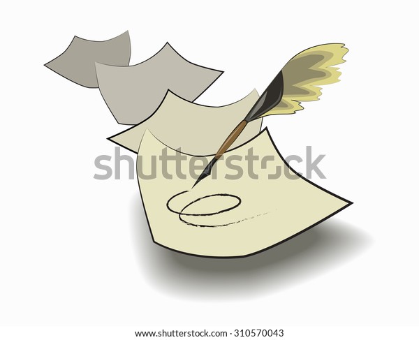 Quill Pen Drawing Line On Float: เวกเตอร์สต็อก (ปลอดค่าลิขสิทธิ์ ...