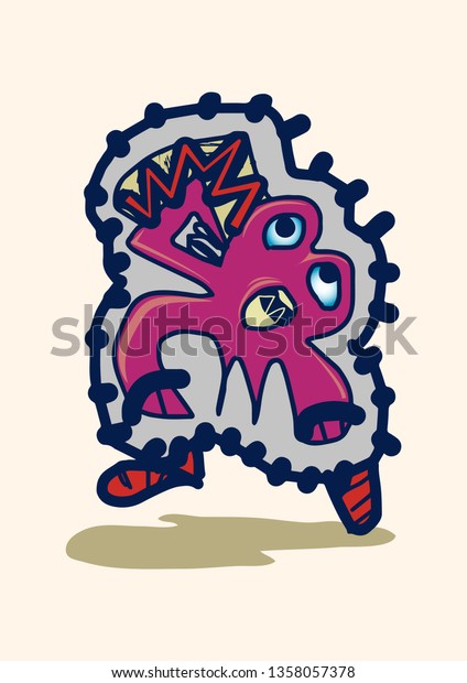 Quirk Cartoon Creature Vector Hand Draw Stock Vector (Royalty Free ...