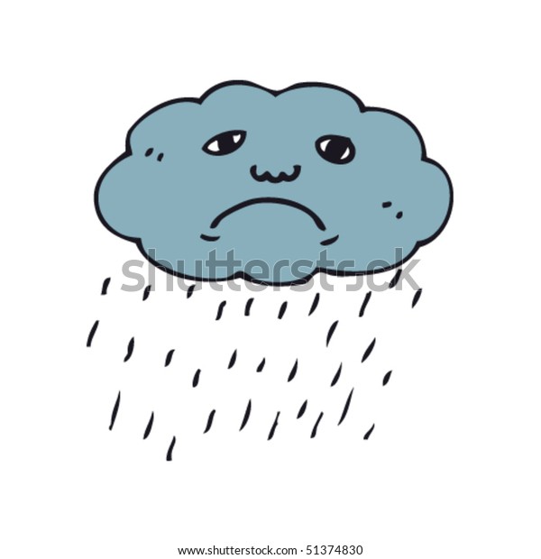 Quirky Drawing Sad Rain Cloud Stock Vector (Royalty Free) 51374830