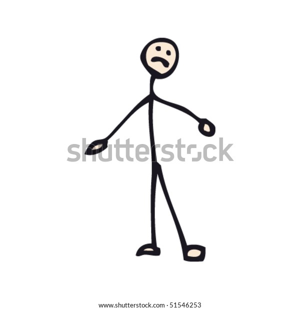 Quirky Drawing Sad Stick Man Stock Vector (Royalty Free) 51546253 ...