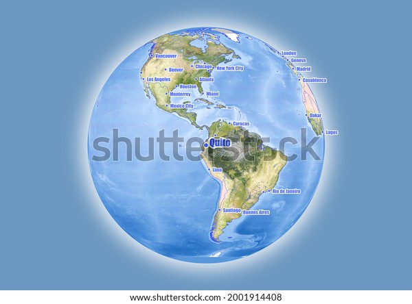Quitoecuador Shown On Vector Globe Map Stock Vector (Royalty Free ...