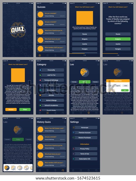quiz app ui design mobile : image vectorielle de stock (libre de droits ...