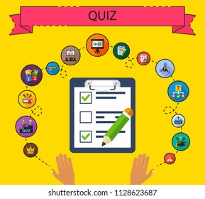 Quiz Flat Icons Concept Vector Illustration Stock Vector (Royalty Free ...