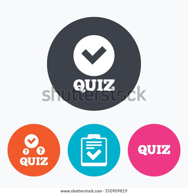 Quiz icons. Checklist with check mark symbol. Survey poll or ...