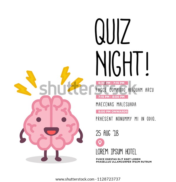 Quiz Night Poster Brain Cartoon Vector Stock Vector (Royalty Free ...