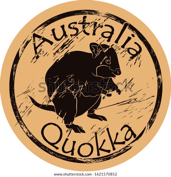 Quokka Silhouette Icon Vector Round Shabby Stock Vector (Royalty Free ...