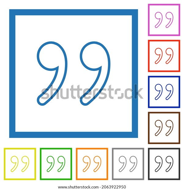 Quotation Mark Outline Flat Color Icons Stock Vector (Royalty Free ...
