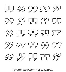 Quotation Mark Icon Set Outline Linear Stock Vector (Royalty Free ...