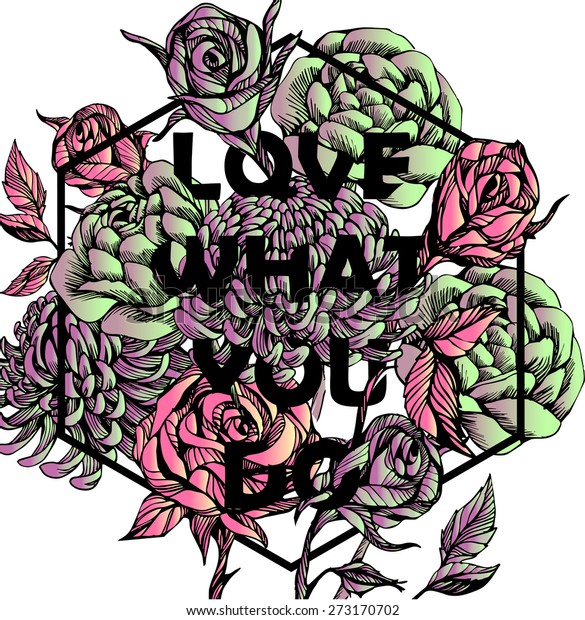 Quote Background Beautiful Flowers Typography Background Stock Vector ...