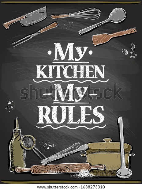 Quote Card My Kitchen My Rules Stock Vector (Royalty Free) 1638273310 ...