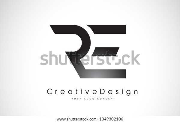 R E Letter Logo Design Black Stock Vector (Royalty Free) 1049302106 ...