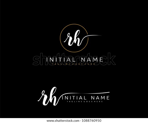 R H Initial Handwriting Logo Vector Stock Vector (Royalty Free) 1088760950
