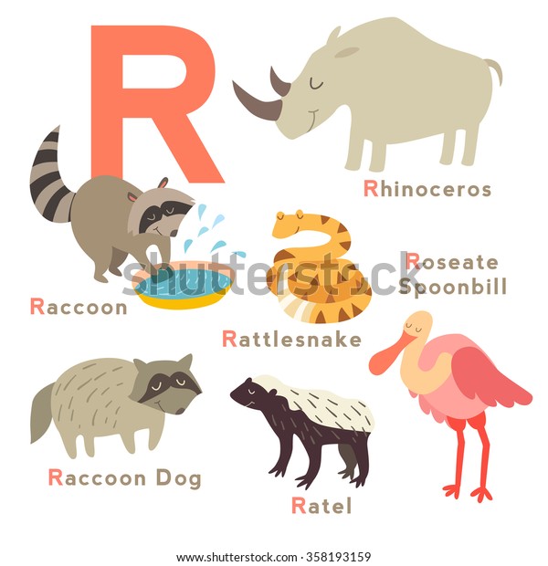 R Letter Animals Set English Alphabet: vector de stock (libre de ...