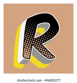 R Letter Comic Alphabet Retro Dotted Stock Vector (Royalty Free ...