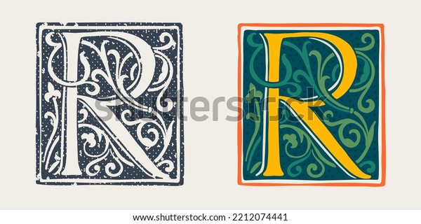 R Letter Logo Medieval Gothic Style Stock Vector (Royalty Free ...