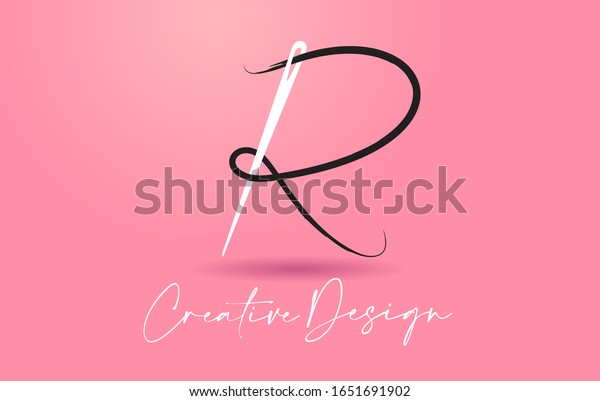 R Letter Logo Needle Thread Creative Stock Vector (Royalty Free ...