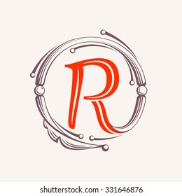 R Letter Monogram Design Elements Floral Stock Vector (Royalty Free ...