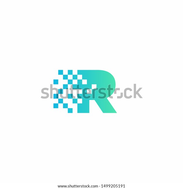 R Letter pixel logo design modern template
