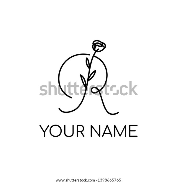 R Letter with Rose Logo Template