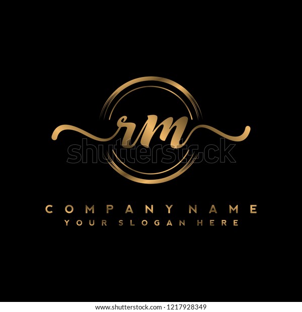 R M Initial handwriting logo vector