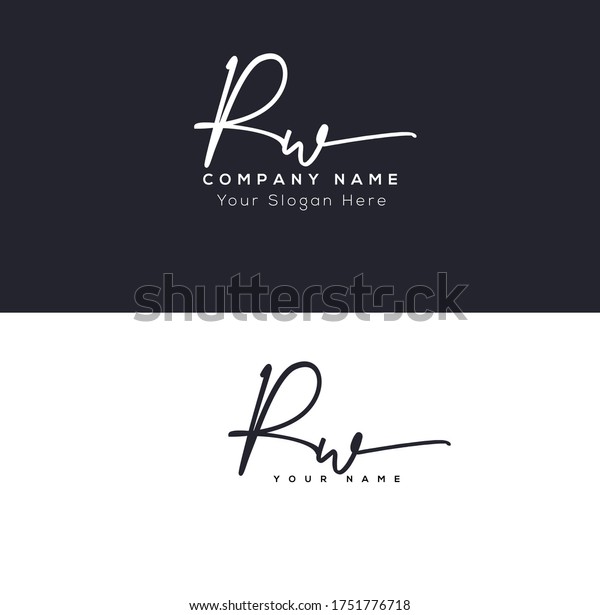 R W Rw Initial Letter Handwriting Stock Vector (Royalty Free) 1751776718