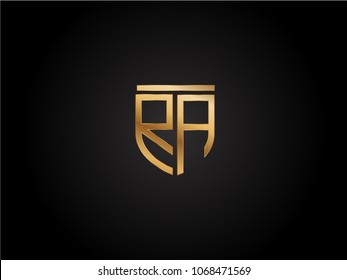 Ra Shield Shape Letter Design Gold Stock Vector (Royalty Free ...