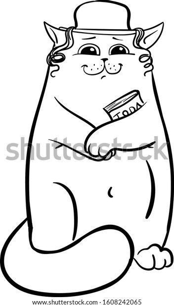 Rabbi Cat Black Outline Stock Vector (Royalty Free) 1608242065 ...