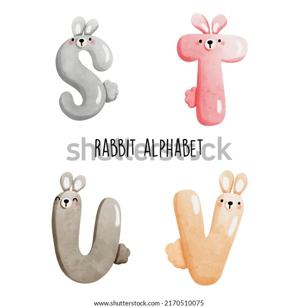 alfabeto conejo, tipo de letra conejo.: vector de stock (libre de ...