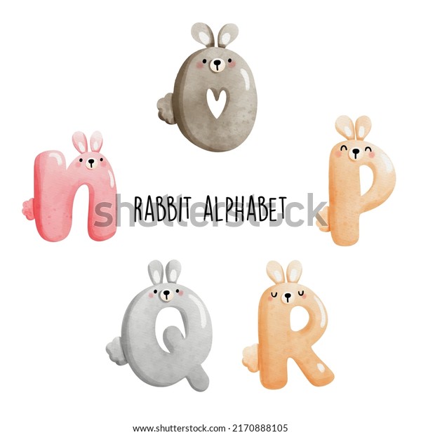 Rabbit Alphabet Bunny Font Vector Illustration: เวกเตอร์สต็อก (ปลอดค่า ...