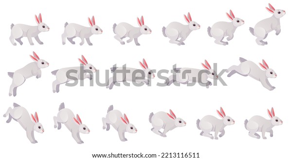 Rabbit Animation Bunny Jump Animated Running Stock Vector (Royalty Free ...