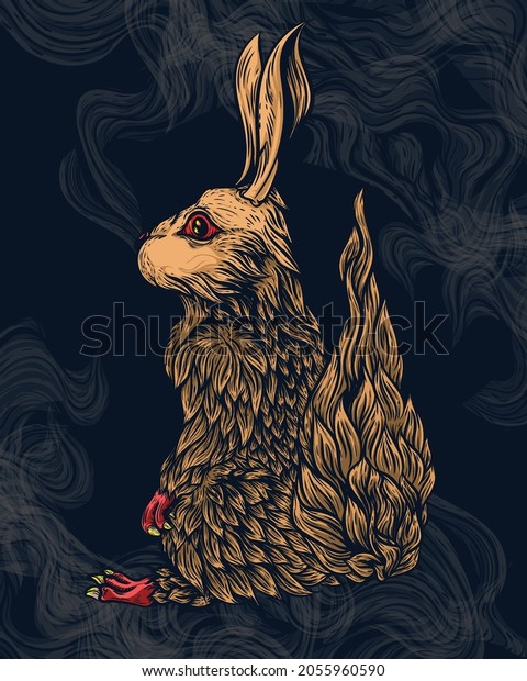 Rabbit Artwork Illustration Dark Background Stock Vector (Royalty Free ...