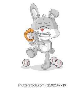 Rabbit Baseball Pitcher Cartoon Cartoon Mascot Stock Vector (Royalty ...