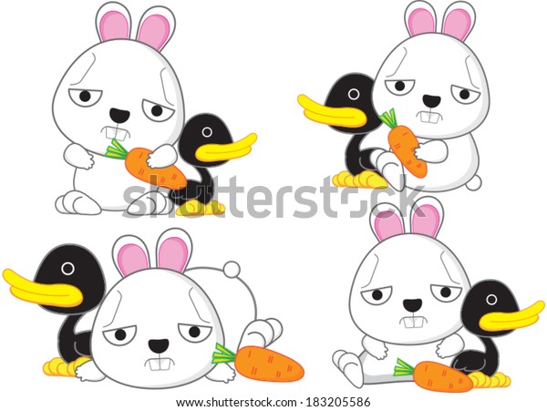 Rabbit Black Duck Cartoon Stock Vector (Royalty Free) 183205586 ...