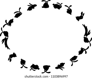 Rabbit Border Design Background Stock Vector (Royalty Free) 1103897042 ...