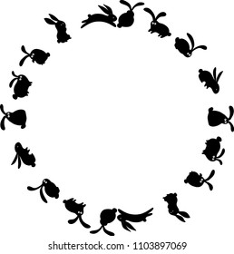 Rabbit Border Design Background Stock Vector (Royalty Free) 1103897087 ...
