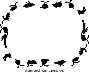 Rabbit Border Design Background Stock Vector (Royalty Free) 1103897087 ...