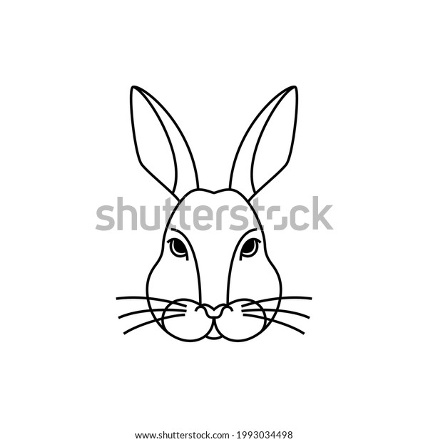 Rabbit Bunny Head Line Art Style Stock Vector (Royalty Free) 1993034498 ...