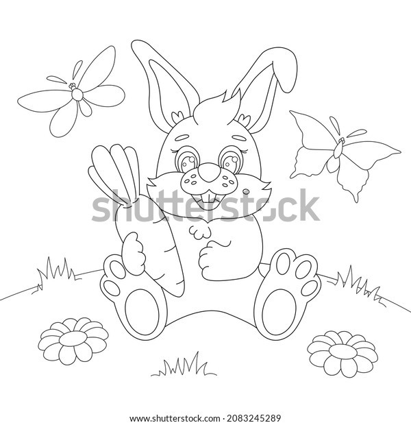 Rabbit Carrot Coloring Page Childrens Coloring: เวกเตอร์สต็อก (ปลอดค่า ...