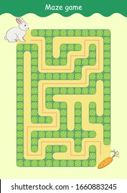 Rabbit Carrot Maze Educational Game Children Stock Vector (Royalty Free ...