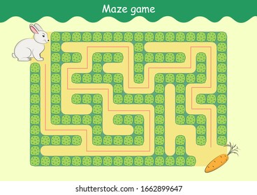 Rabbit Carrot Maze Educational Game Children Stock Vector (Royalty Free ...