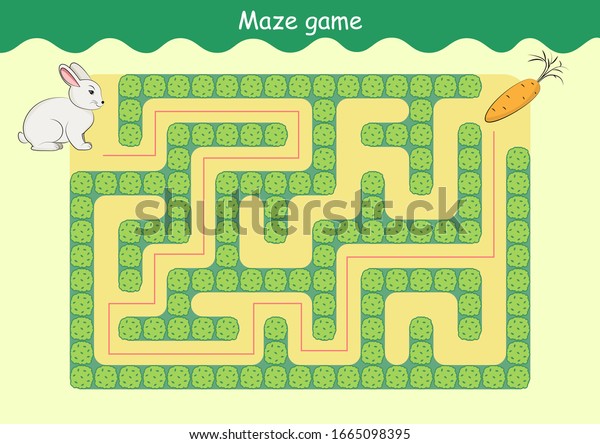 Rabbit Carrot Maze Educational Game Children Stock Vector (Royalty Free ...