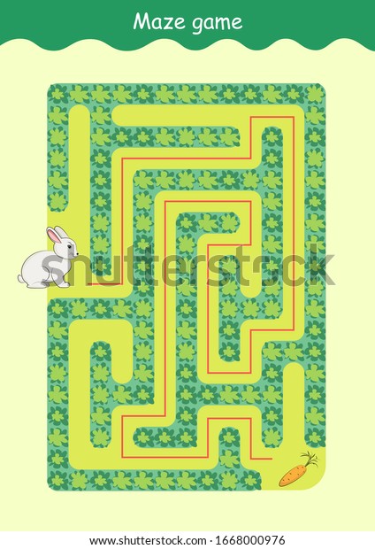Rabbit Carrot Maze Educational Game Children Stock Vector (Royalty Free ...