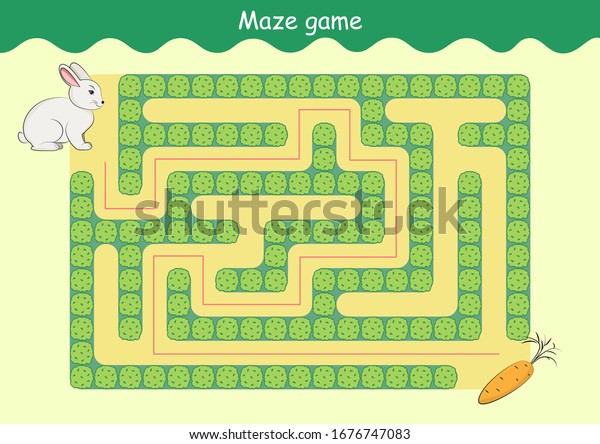 Rabbit Carrot Maze Educational Game Children Stock Vector (Royalty Free ...