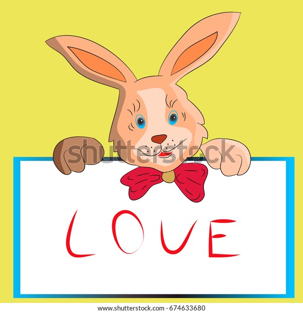 Rabbit Cartoon Frame Hand On White Stock Vector (Royalty Free ...