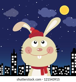 Rabbit City Night Stock Vector (Royalty Free) 121543915 | Shutterstock