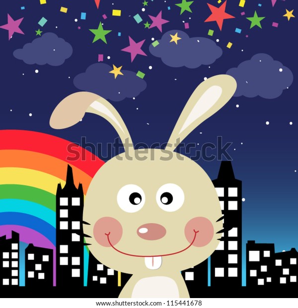 Rabbit City Night Stock Vector (Royalty Free) 115441678 | Shutterstock